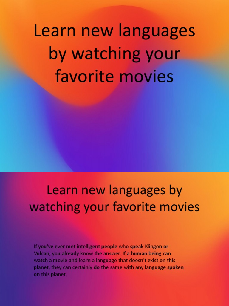 Learn Languages Through Movies | PDF | English Language | Cultural ...