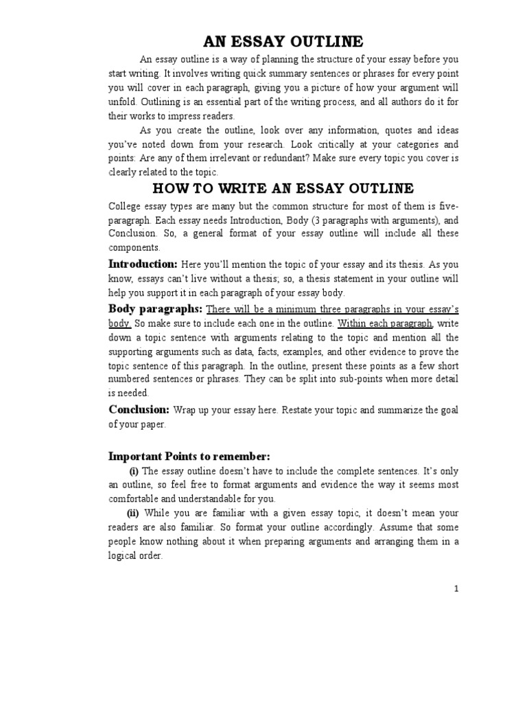Essay Outlining for Students | PDF | Essays | Argument