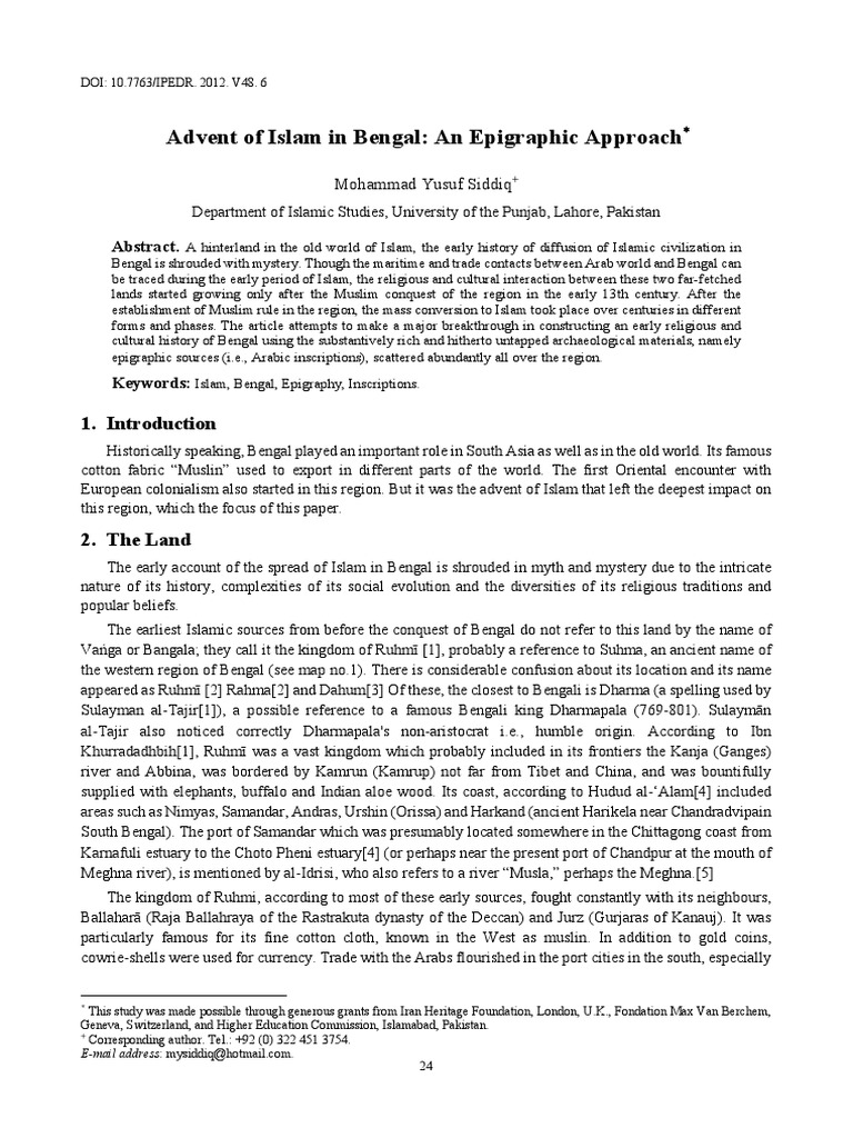 Advent of Islam in Bengal (An Epigraphic Approach), 2012 | PDF | Bengal ...