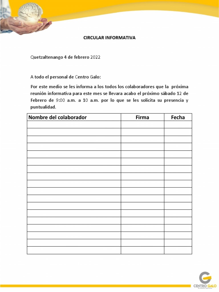 Circular Informativa para Personal | PDF