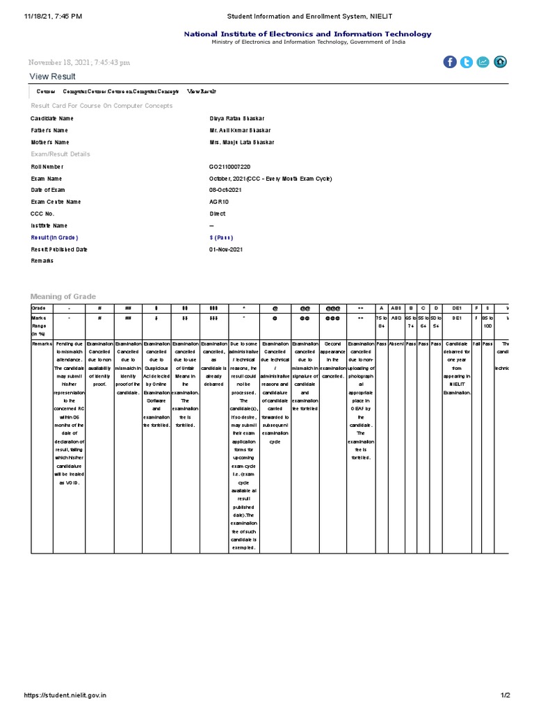 Student Information and Enrollment System, NIELIT | PDF | Computing