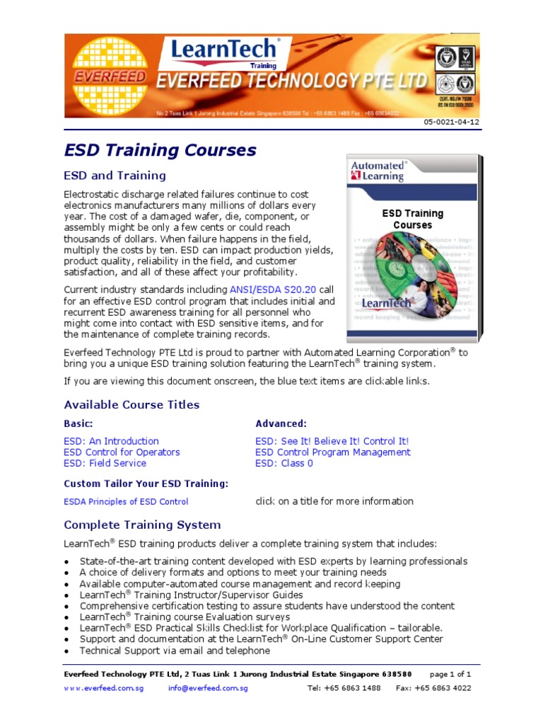 ESD Training Leaned Tech | PDF | Electrostatic Discharge | World Wide Web
