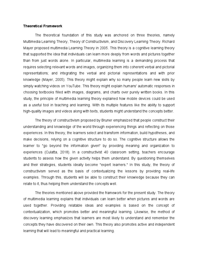 Theoretical Framework for Learning Theories | PDF | Constructivism ...