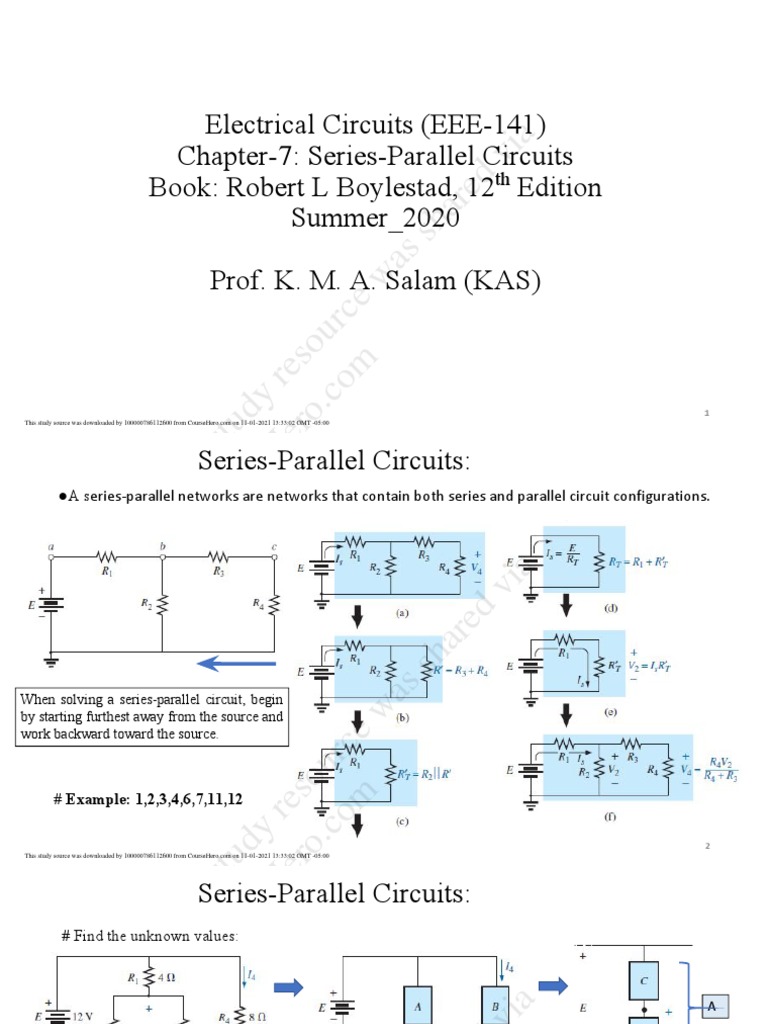 Electrical Circuits (EEE-141) Chapter-7: Series-Parallel Circuits Book ...