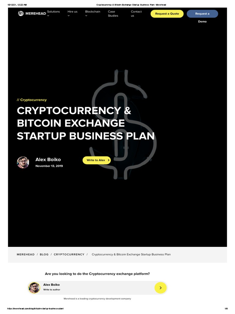 Cryptocurrency & Bitcoin Exchange Startup Business Plan - Merehead ...