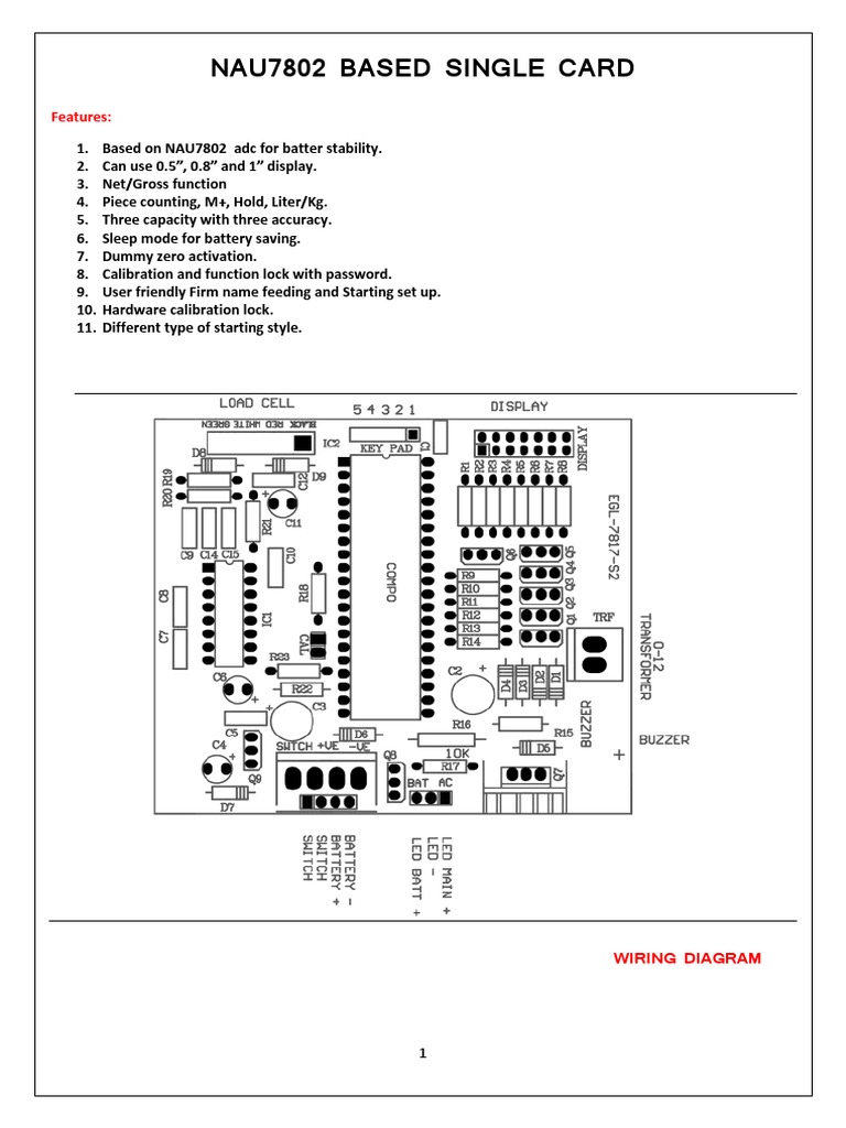 Nau7802 Based Single Card: Features | PDF | Electrical Connector ...