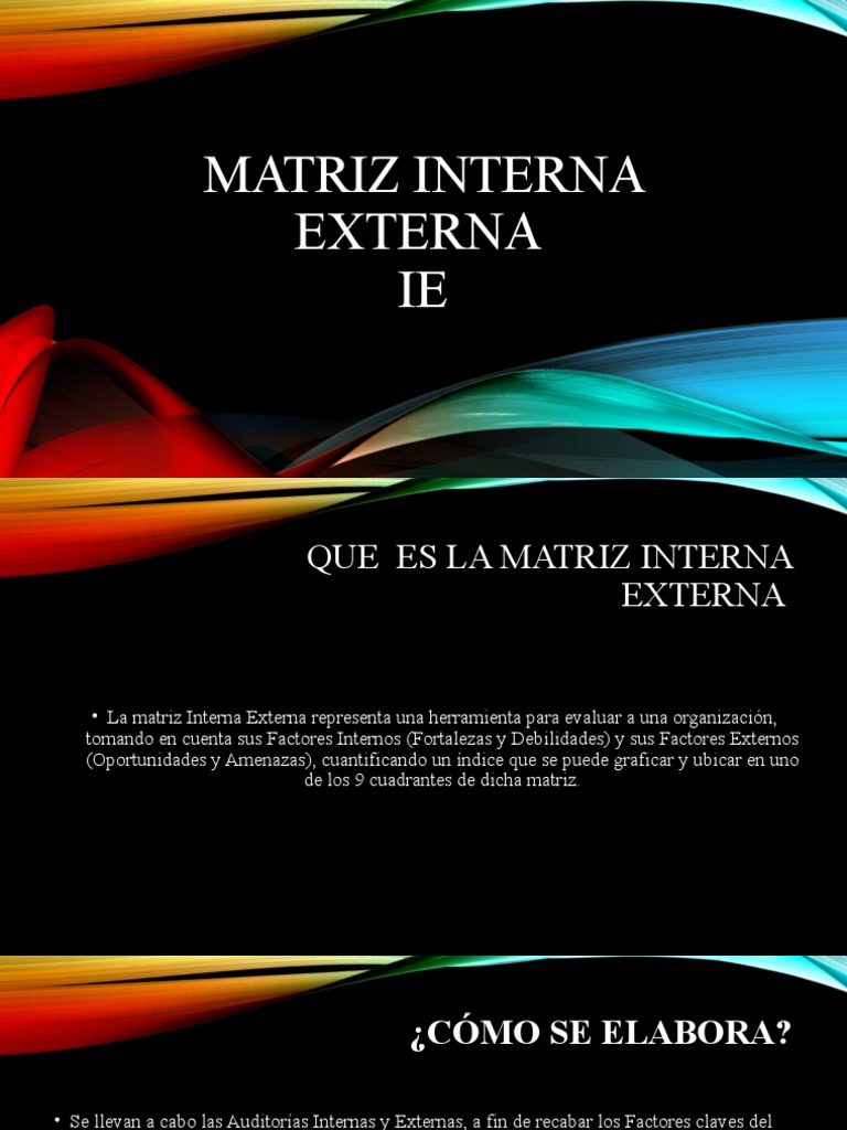 Análisis de la matriz interna-externa (IE) y estrategias recomendadas ...