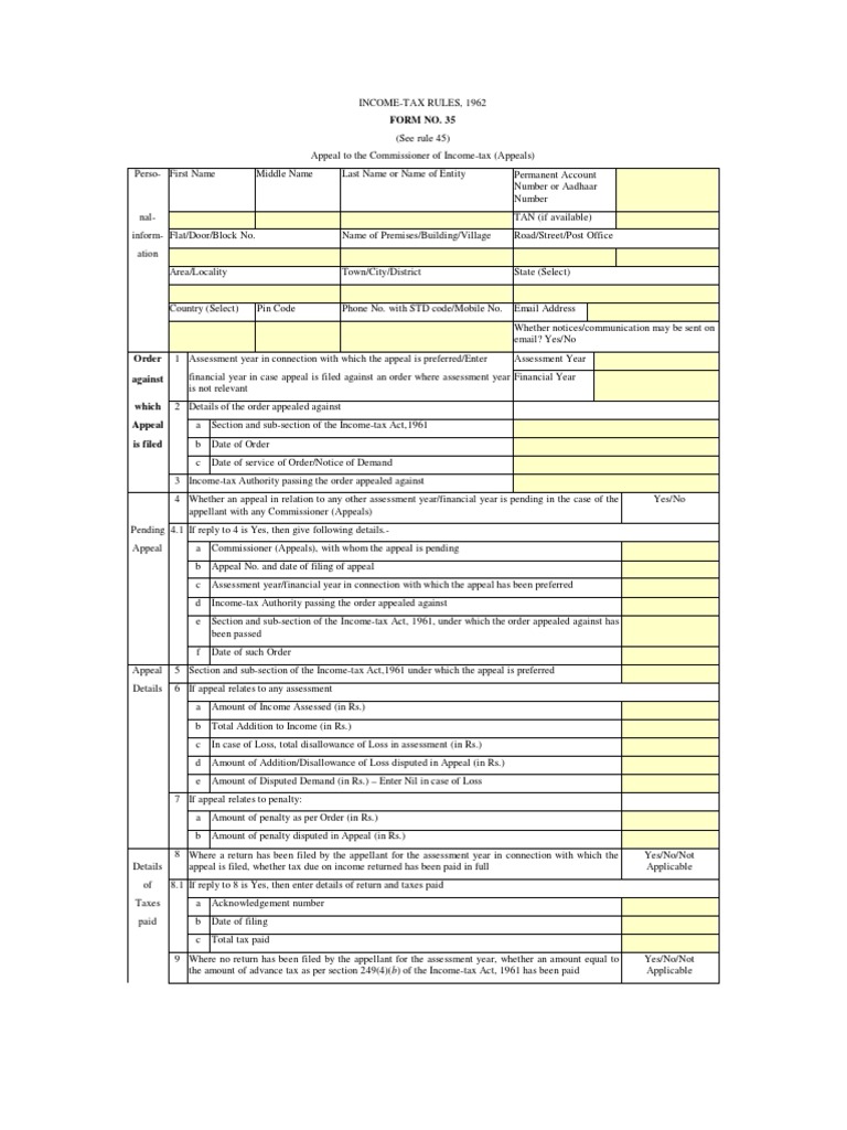 Form No. 35 | Download Free PDF | Income Tax | Taxes