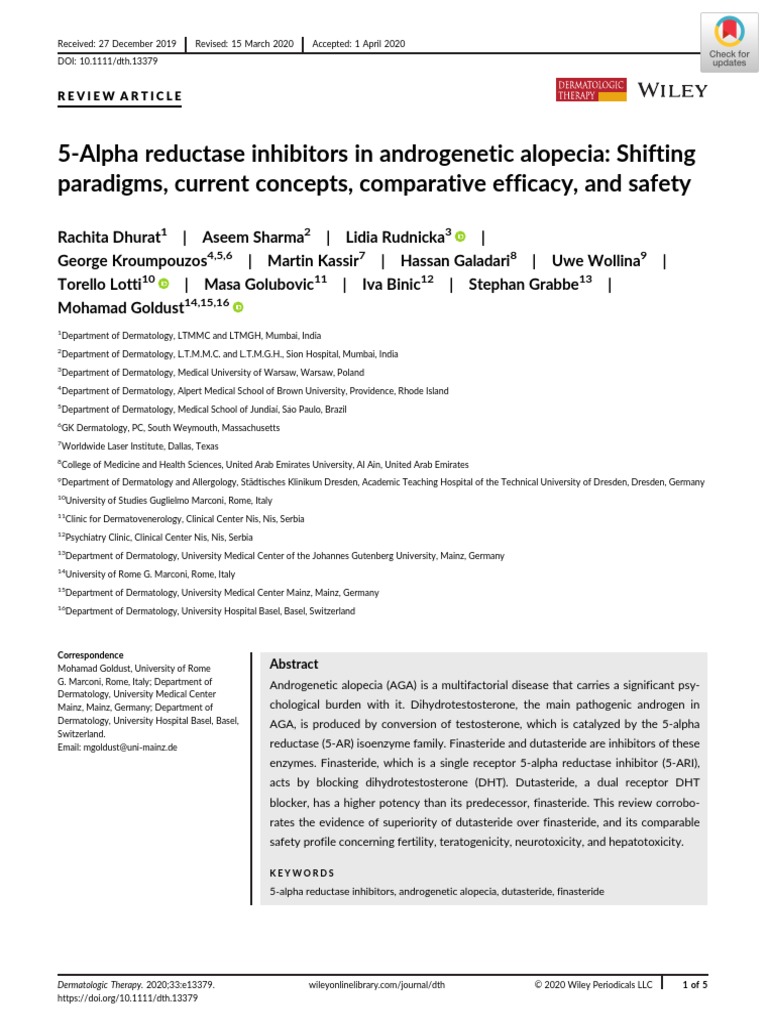 5-Alpha Reductase Inhibitors in Androgenetic Alopecia 2020 | PDF ...