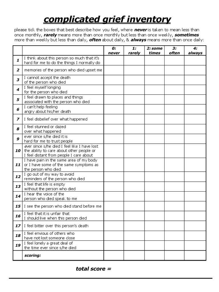 Assessment of Grief Cgi | PDF | Grief | Psychological Trauma