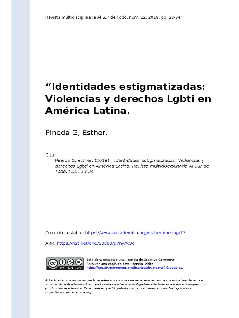 Pineda G, Esther. (2018) - "Identidades Estigmatizadas Violencias y ...