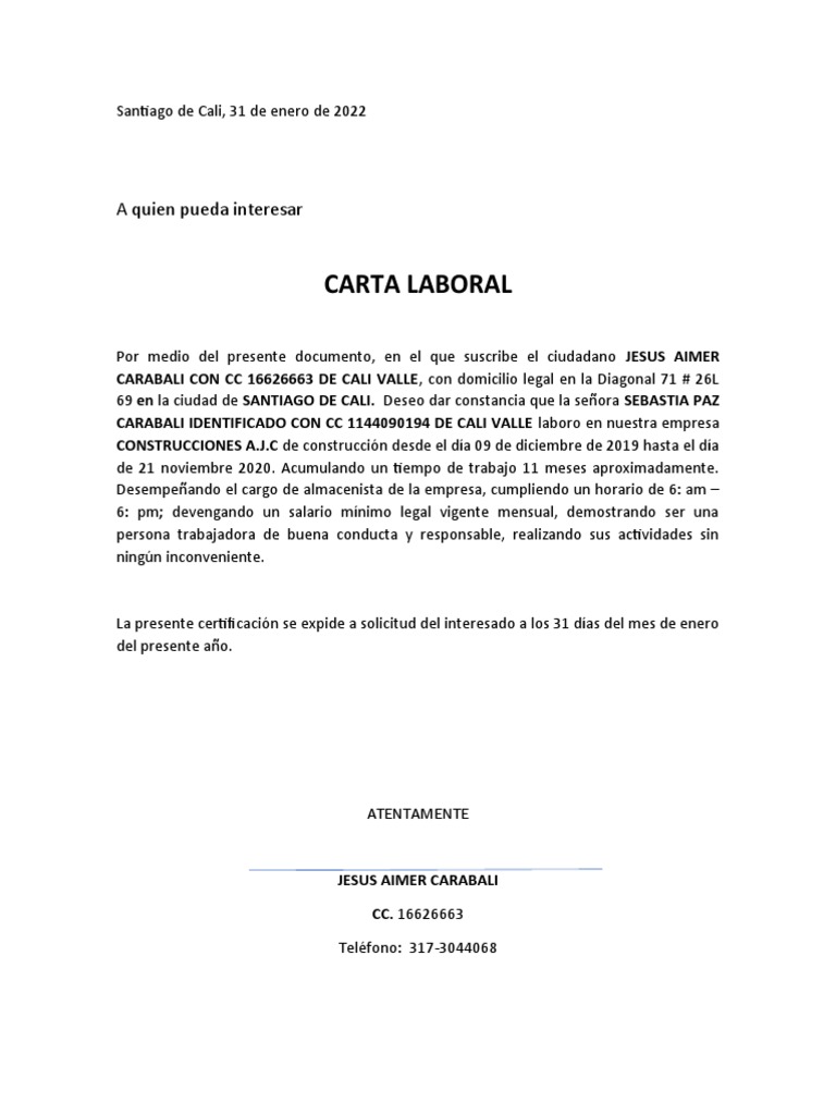 Carta Laboral | PDF