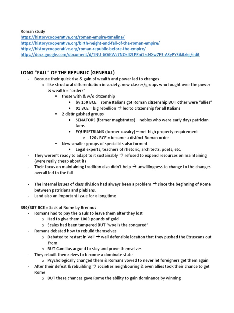 Long "Fall" of The Republic (General) : 390/387 BCE Sack of Rome by ...