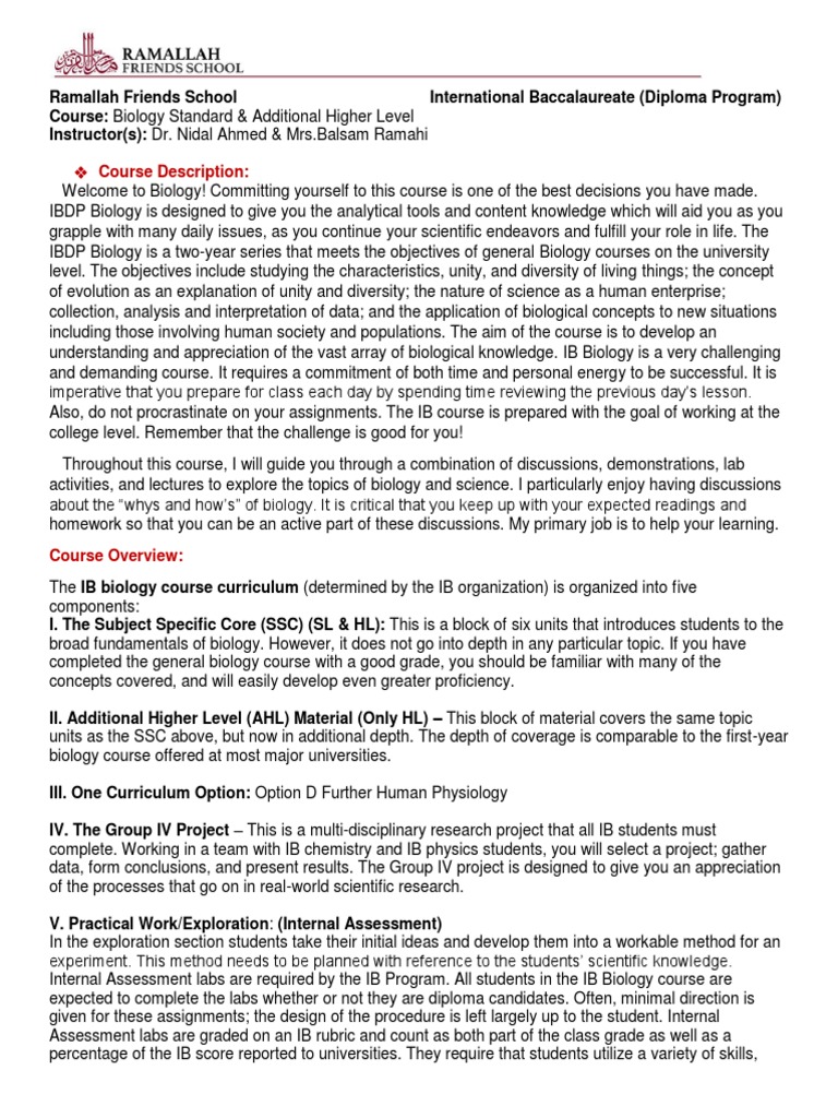 Biology Course Outline | PDF | Science | Quantitative Research