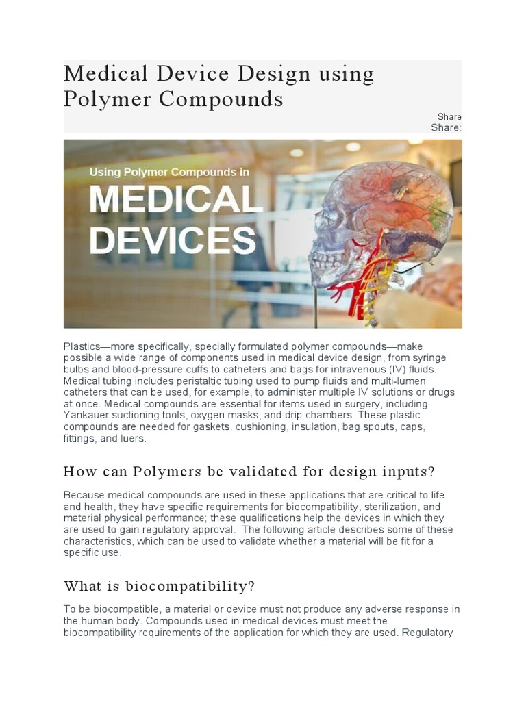Medical Device Design Using Polymer Compounds | PDF | Sterilization ...