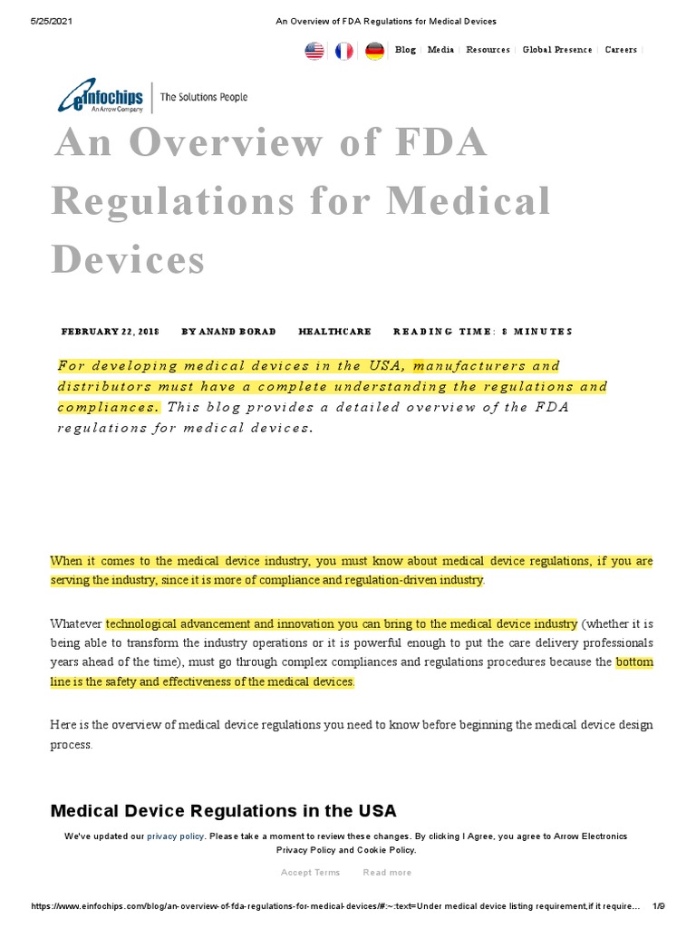 1.1 An Overview of FDA Regulations For Medical Devices | PDF | Federal ...