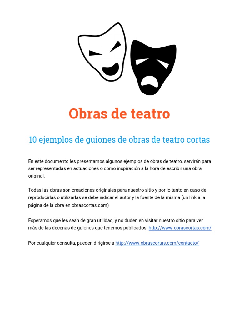 10 Ejemplos de Guiones de Obras de Teatro Cortas | PDF 10 Ejemplos de Guiones de Obras de Teatro Cortas | PDF