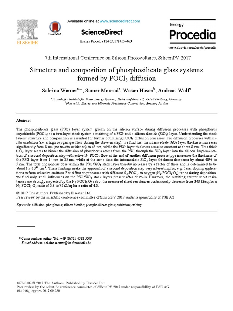 Sturucte and Composition of Phosphosilicate Glass Systems Formed by ...