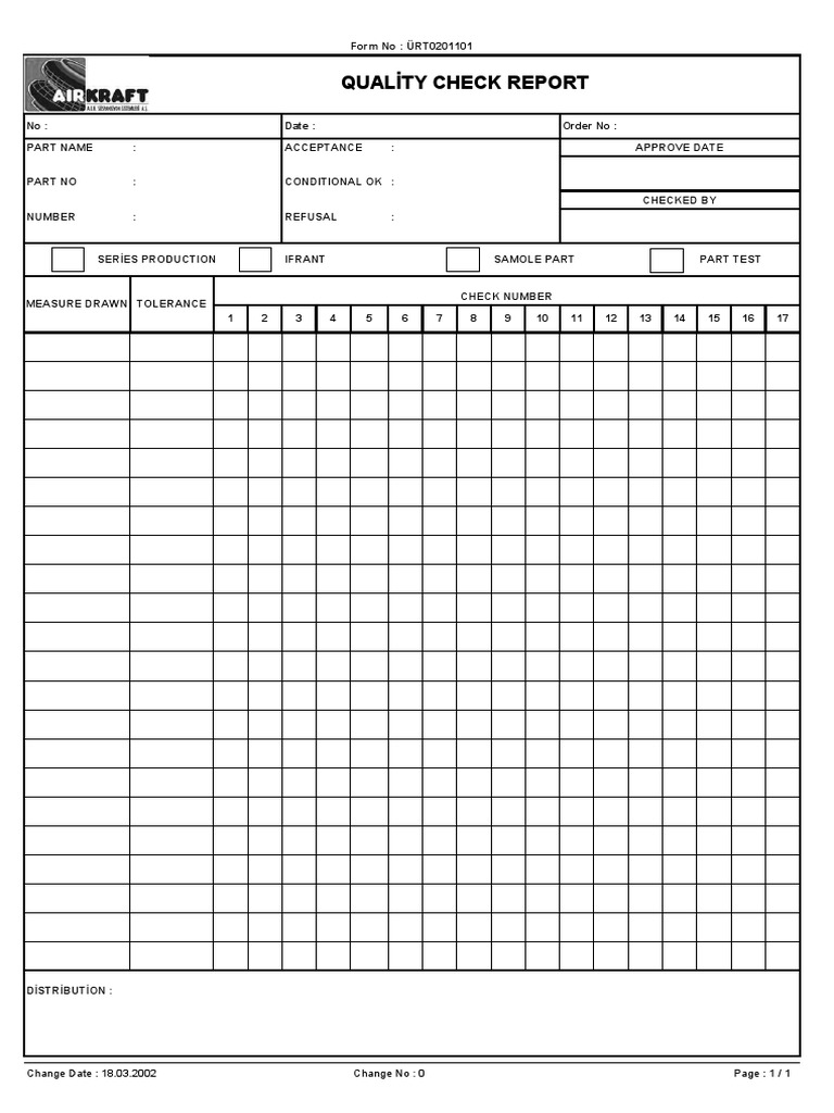 Quality Check Report: Change Date: 18.03.2002 Change No: 0 Page: 1 / 1 ...