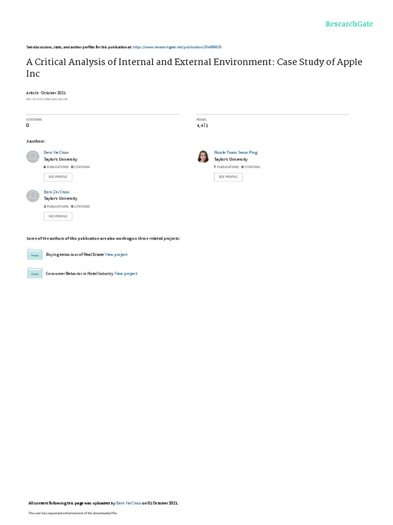 A Critical Analysis of Internal and External Environment: Case Study of ...
