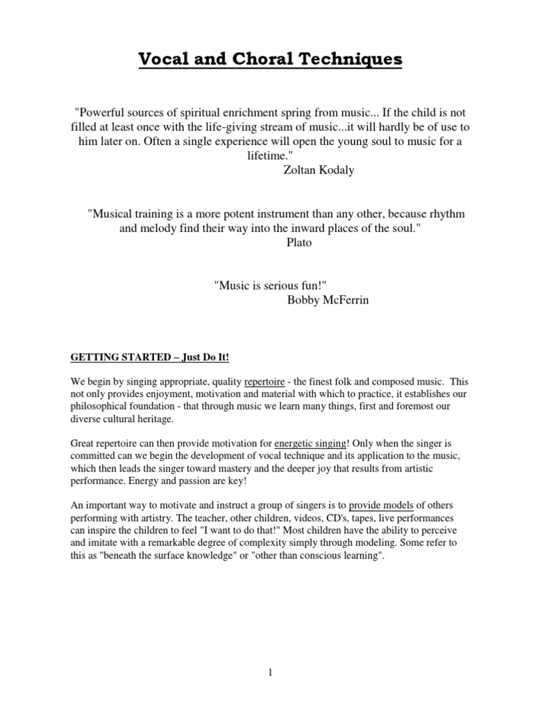 Vocal Choral Techniques | PDF | Vowel | Singing