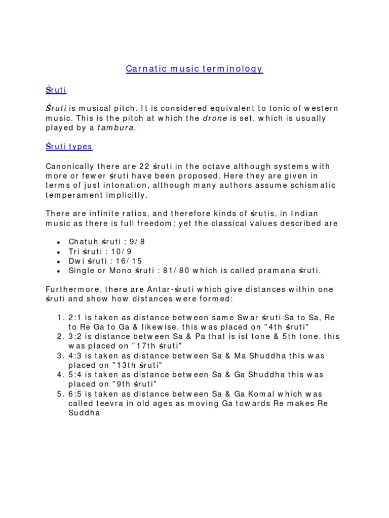 Carnatic Music Terminology | PDF | Elements Of Music | Classical And ...