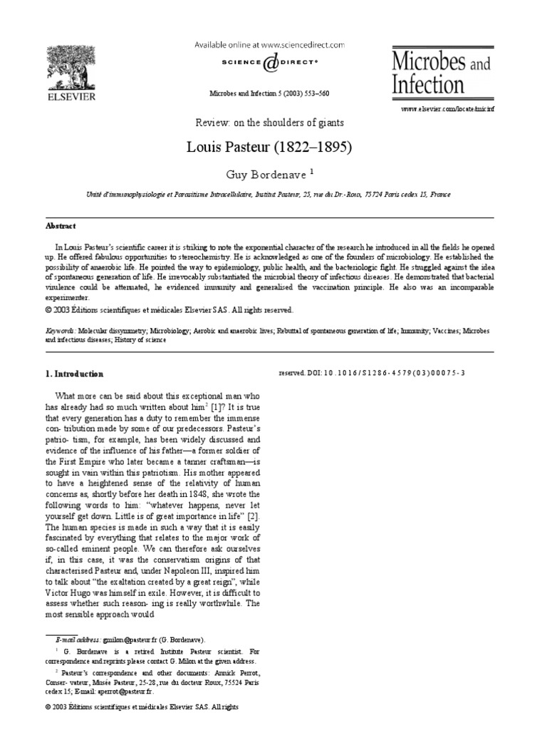 Louis Pasteur (1822-1895) | PDF | Louis Pasteur | Anthrax