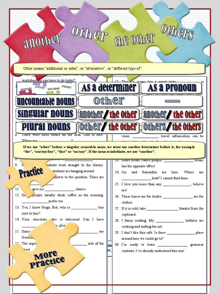 Other Another The Other Others Grammar Drills Grammar Guides - 84654 ...