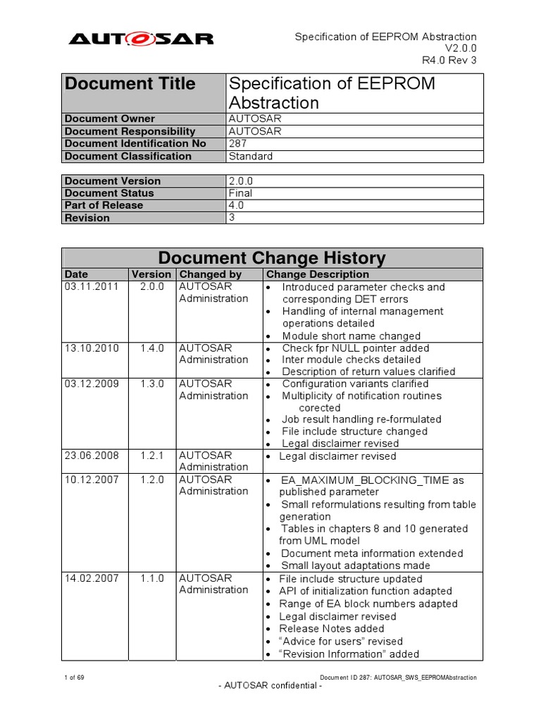 Autosar Sws Eepromabstraction Descargar Gratis Pdf Data Type Specification Technical