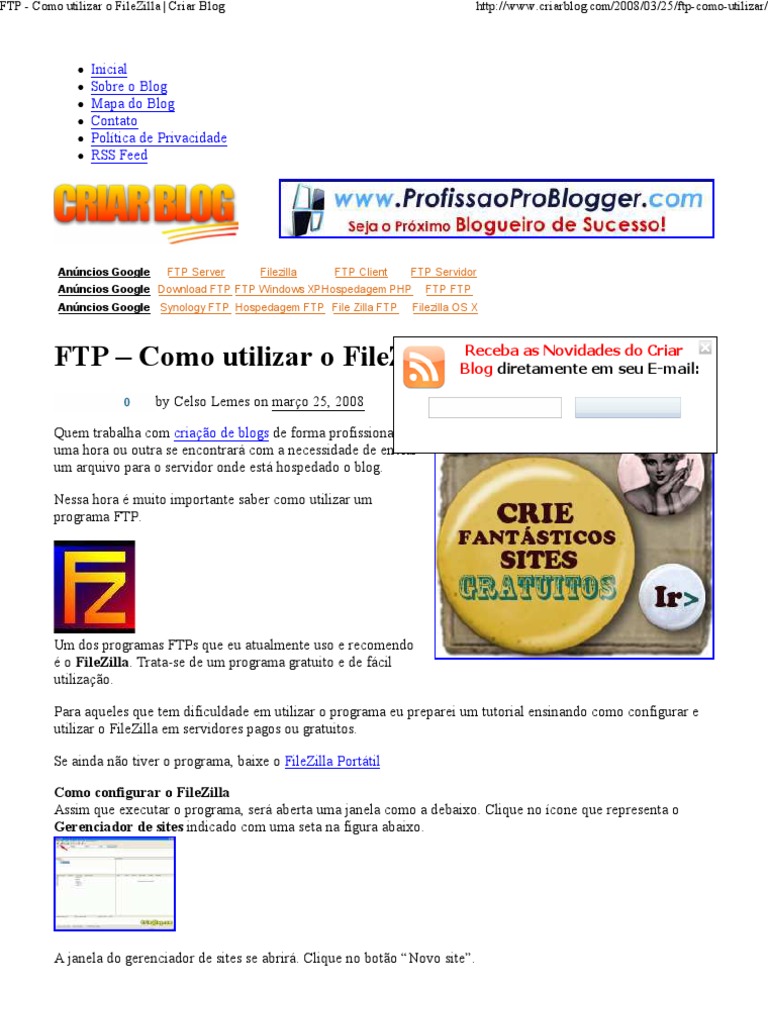 Tutorial FileZilla | PDF | Protocolo de transferência de arquivos | WordPress