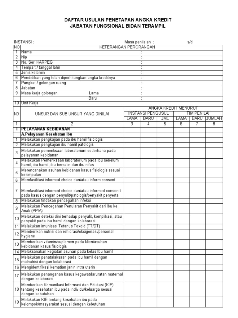 Format Dupak Bidan Terampil SDH Edit | PDF Format Dupak Bidan Terampil SDH Edit | PDF