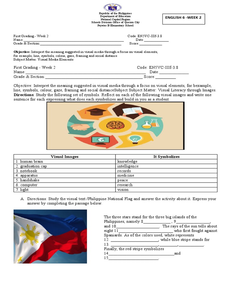 English 6 - Week 2: Objective: Interpret The Meaning Suggested in ...