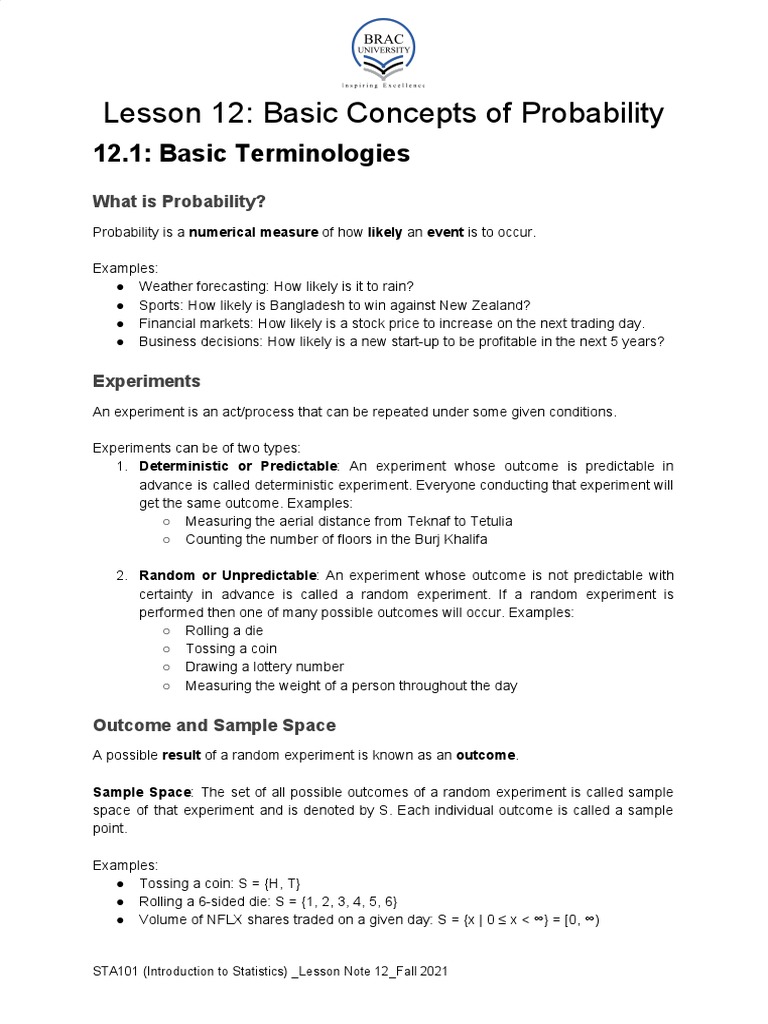 Lesson Note 12 | PDF | Probability | Randomness