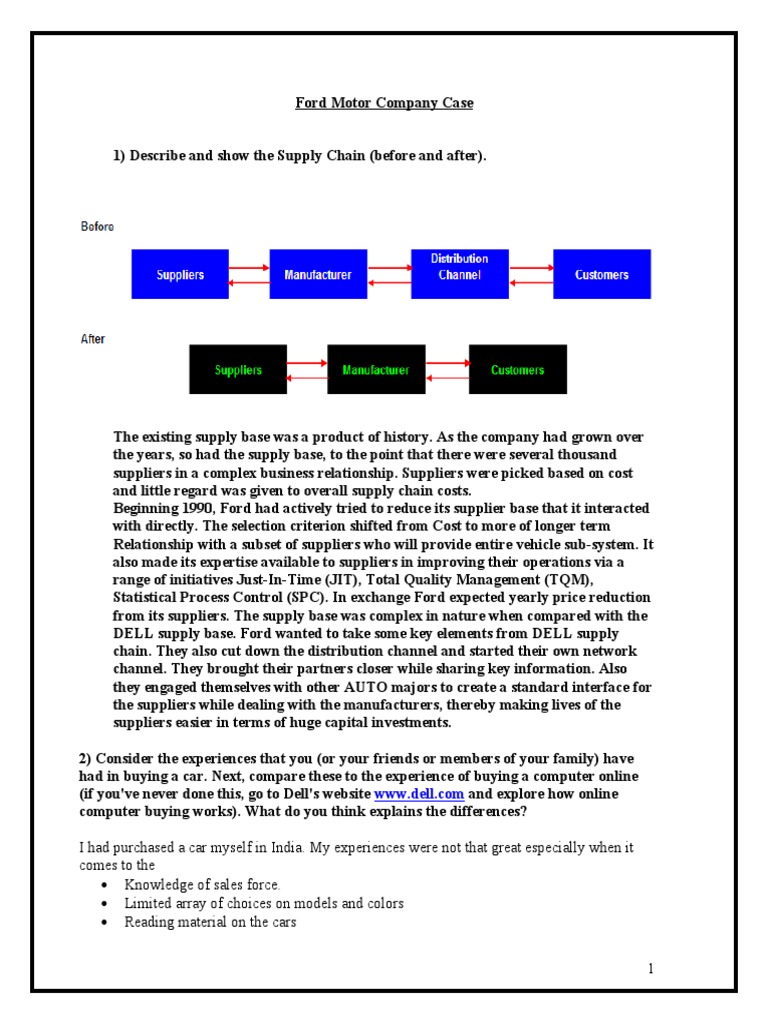 Ford Motor Company Case Study | PDF | Lean Manufacturing | Supply Chain