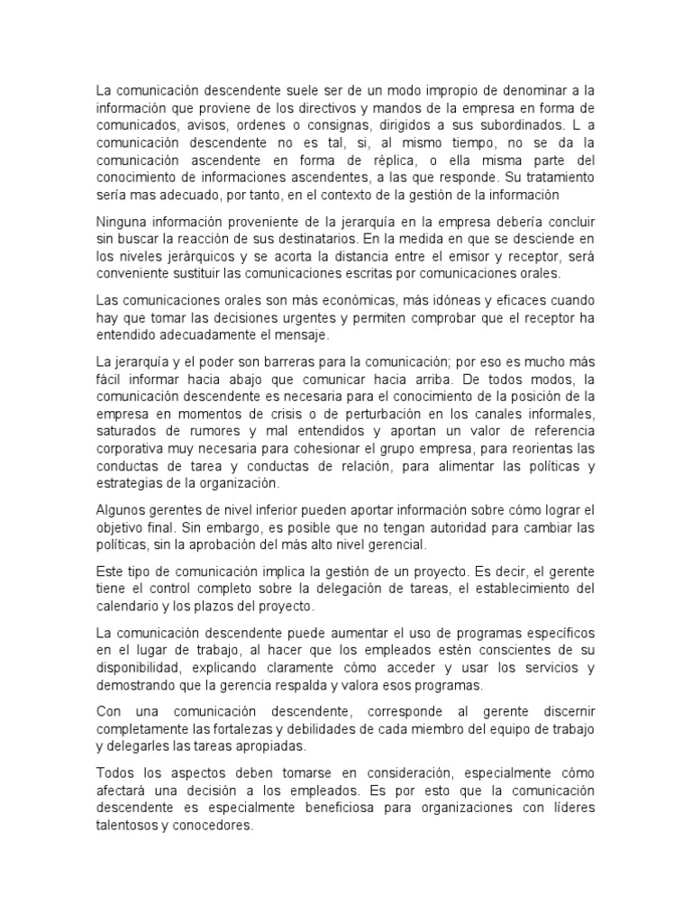 Comunicación Descendente Efectiva | PDF | Comunicación | Business