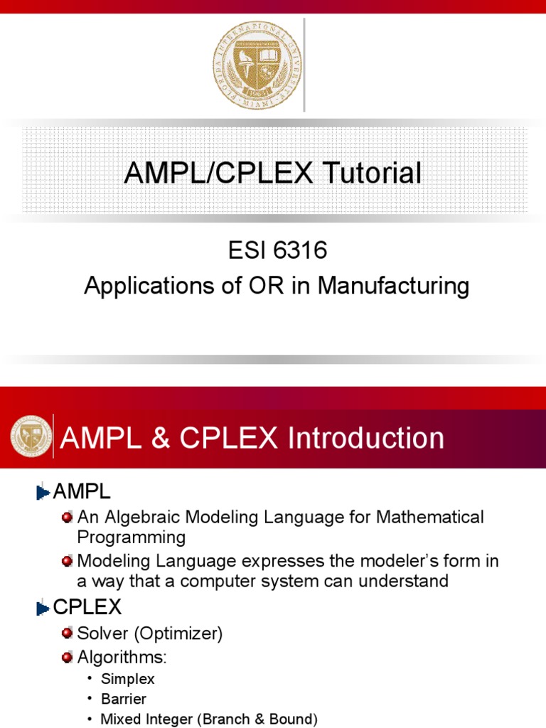 Ampl Cplex Tutorial Pdf Computer Programming Fuels