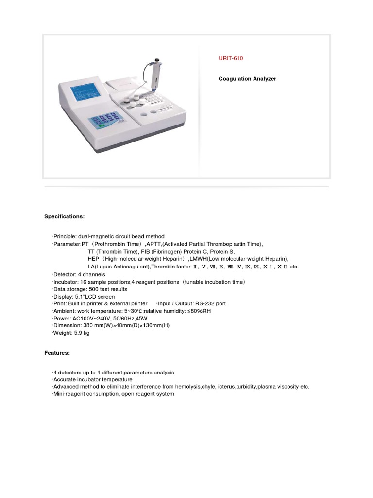 Urit 610 Brochure | PDF