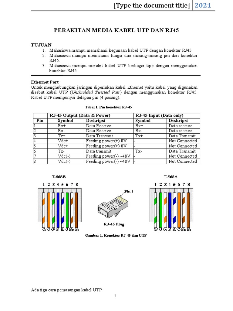 Pemasangan Kabel UTP dan RJ45 | PDF | Komputer