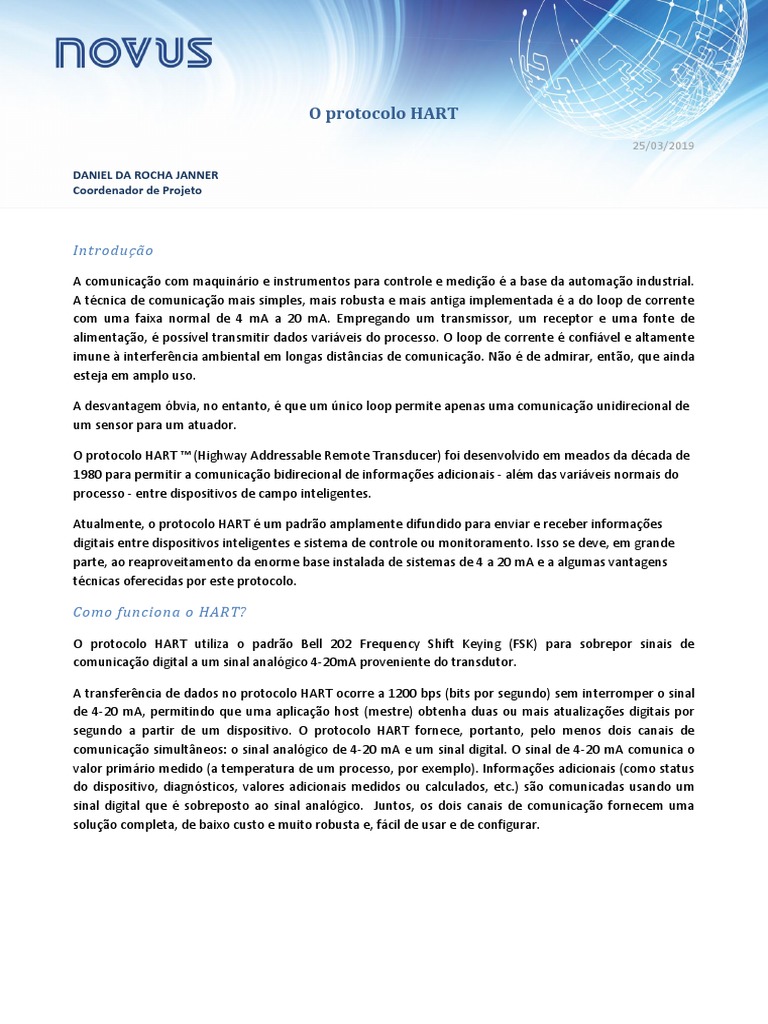O Protocolo Hart | PDF | Rede de Computadores | Computadores pessoais