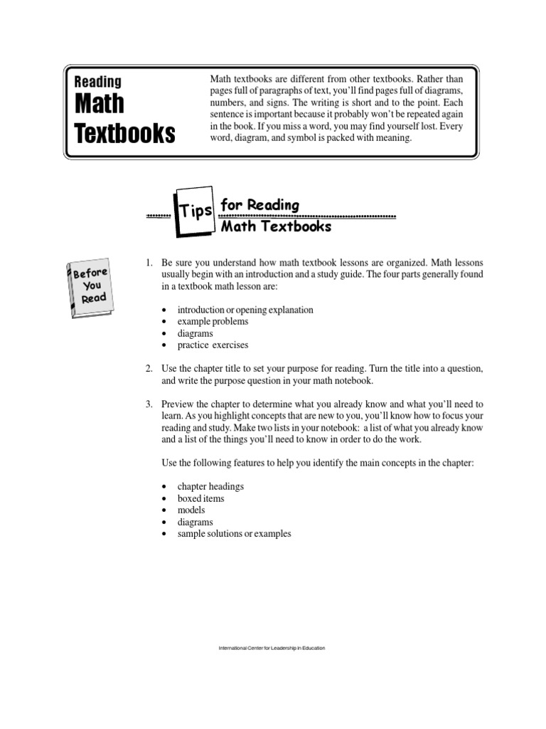 Math Texts Tips | PDF | Textbook | Reading (Process)