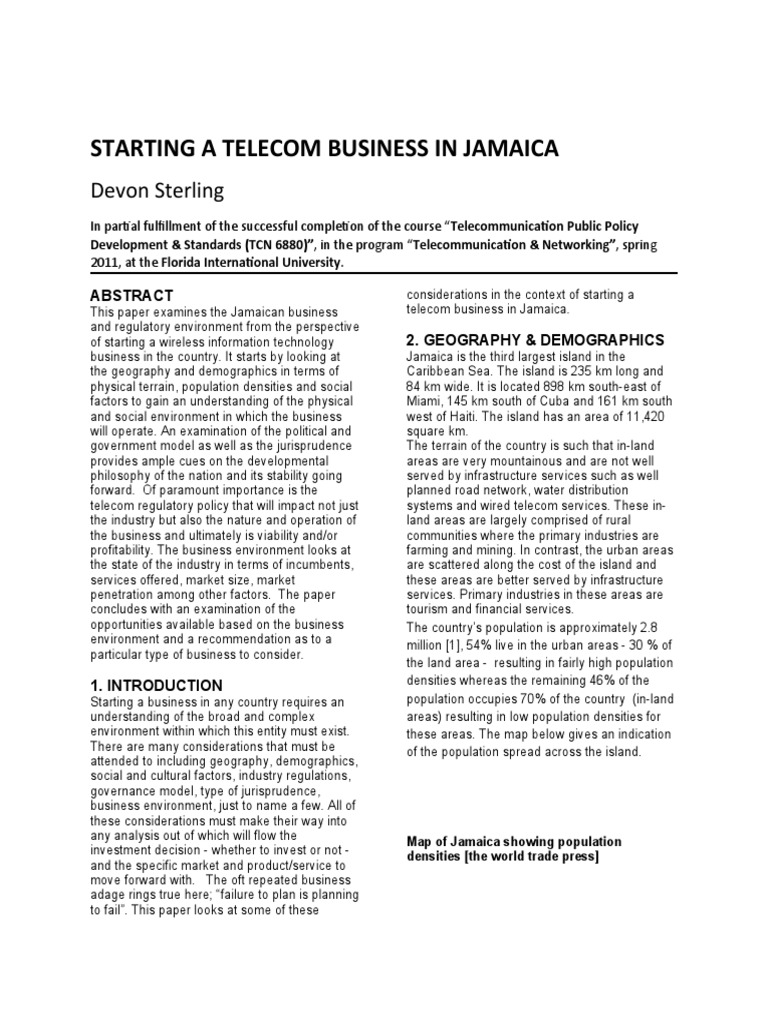 Starting A Telecom Business in Jamaica | PDF | Jamaica | Internet