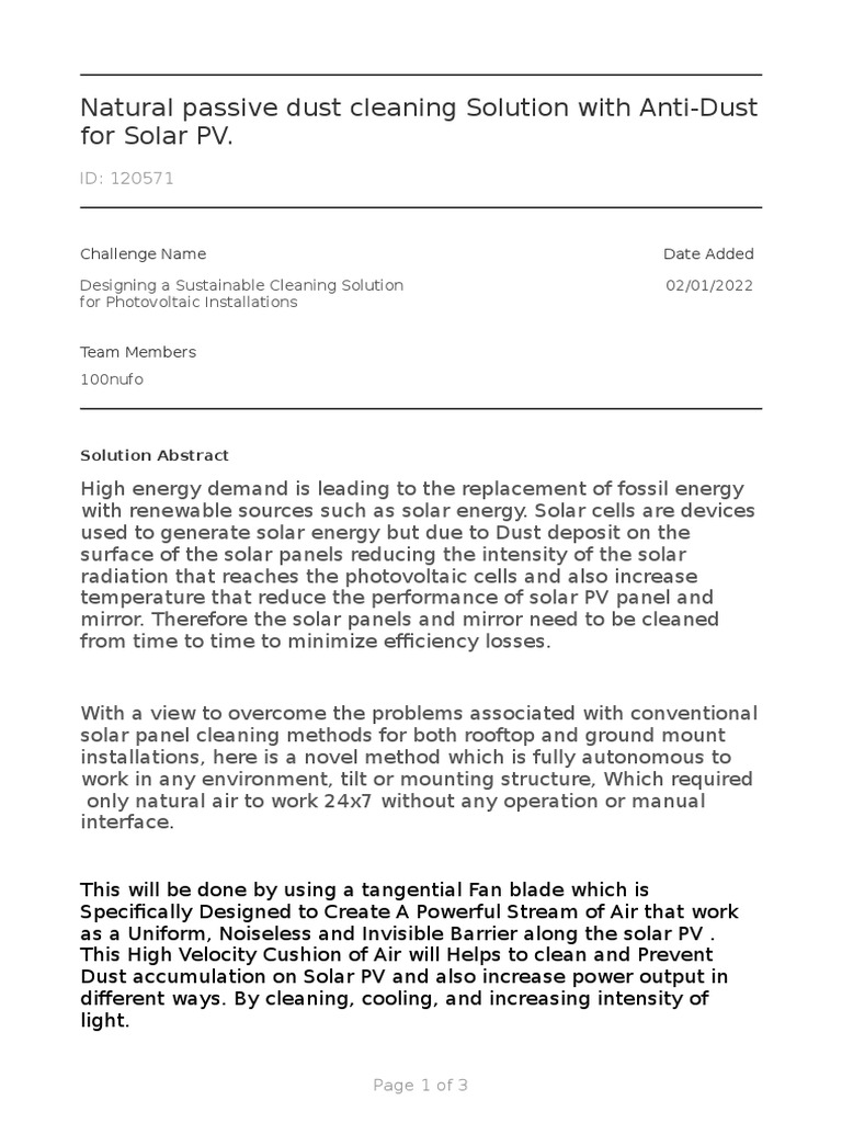 Natural Passive Dust Cleaning Solution With Anti-Dust For Solar PV ...