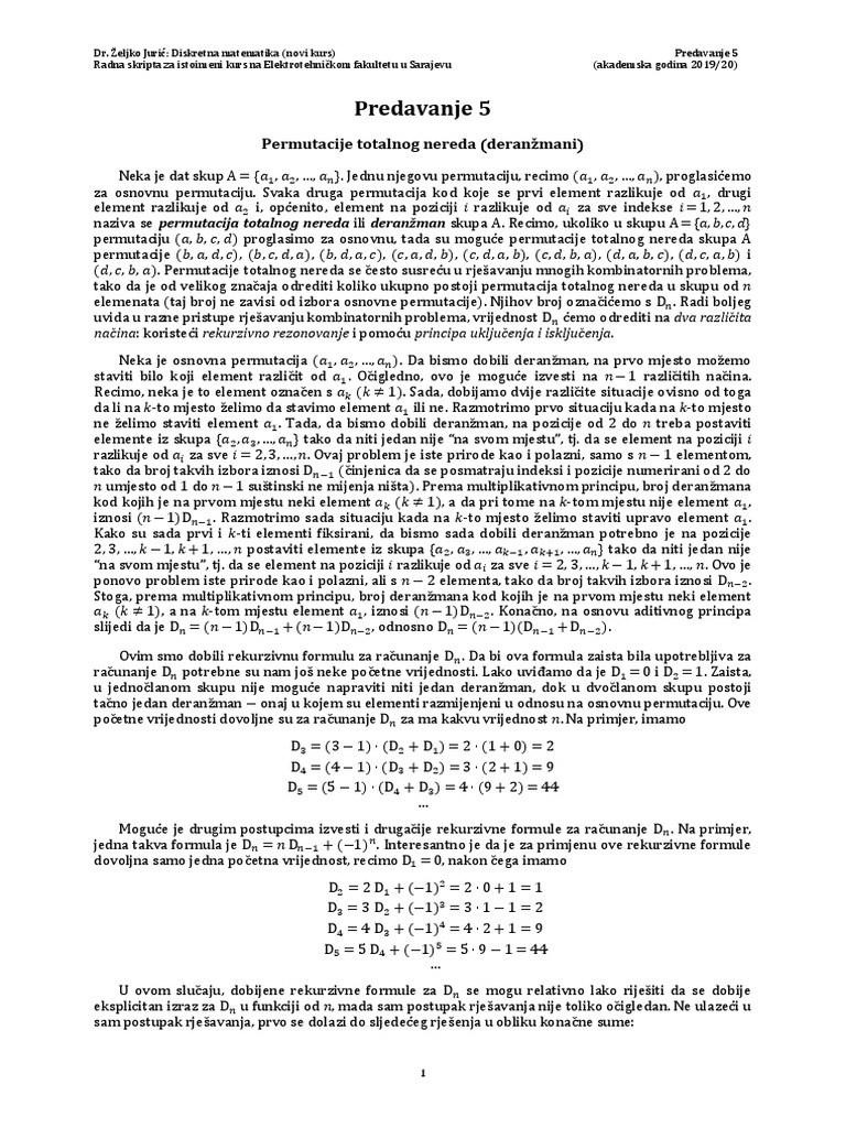Predavanje 5 Diskretna Matematika | PDF