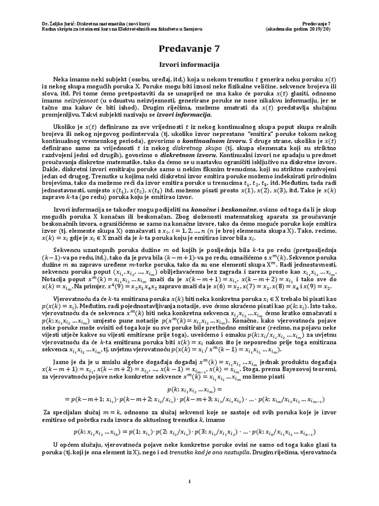 Predavanje 7 Diskretna Matematika | PDF