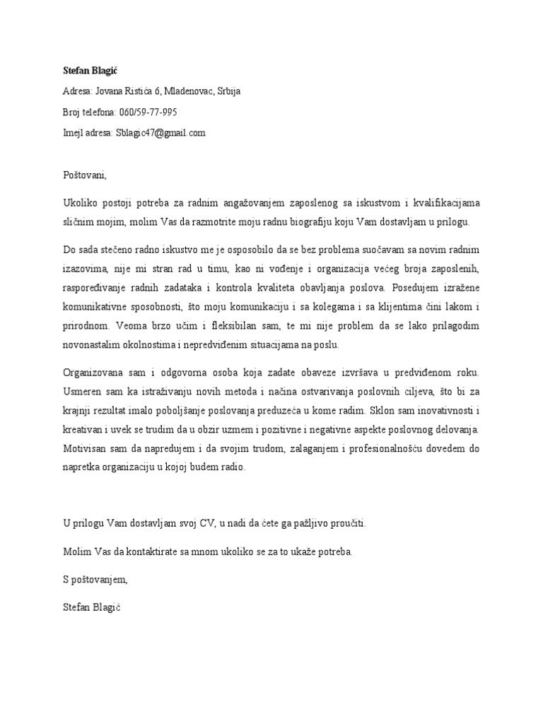 Propratno Pismo | PDF