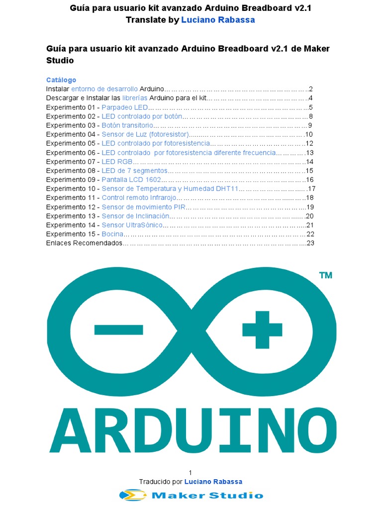 Guía Kit Avanzado Breadboard Arduino v2.1 en Español | Descargar gratis ...