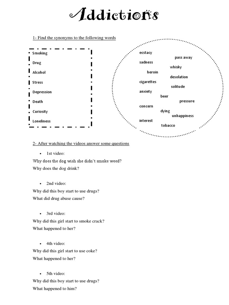 Addictions Worksheets | PDF