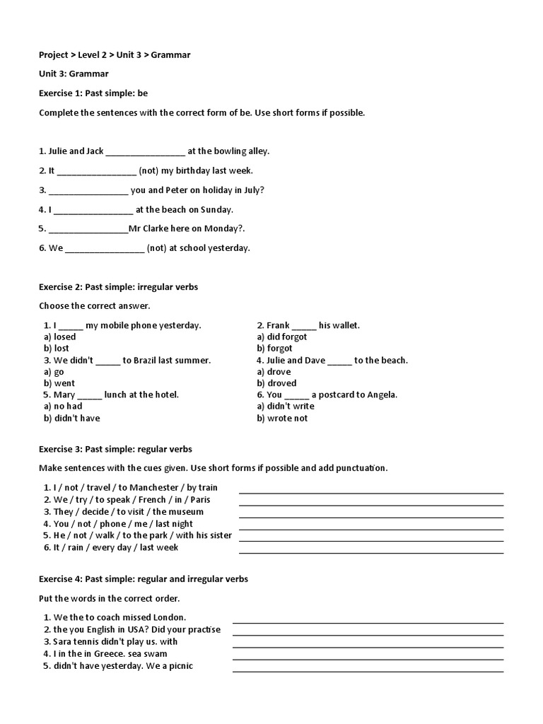 Project Level 2 Unit 3 Grammar | PDF | Linguistics | Cognitive Science