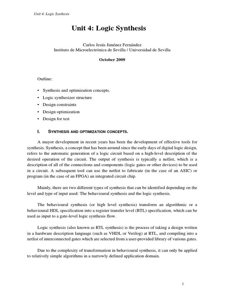 An Overview of Logic Synthesis: From Concepts and Structure to Optimization and Design ...