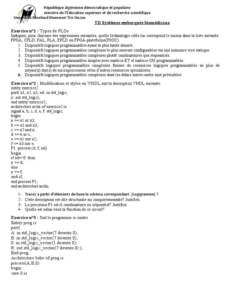 TD Revision | PDF | VHDL | Circuit électronique